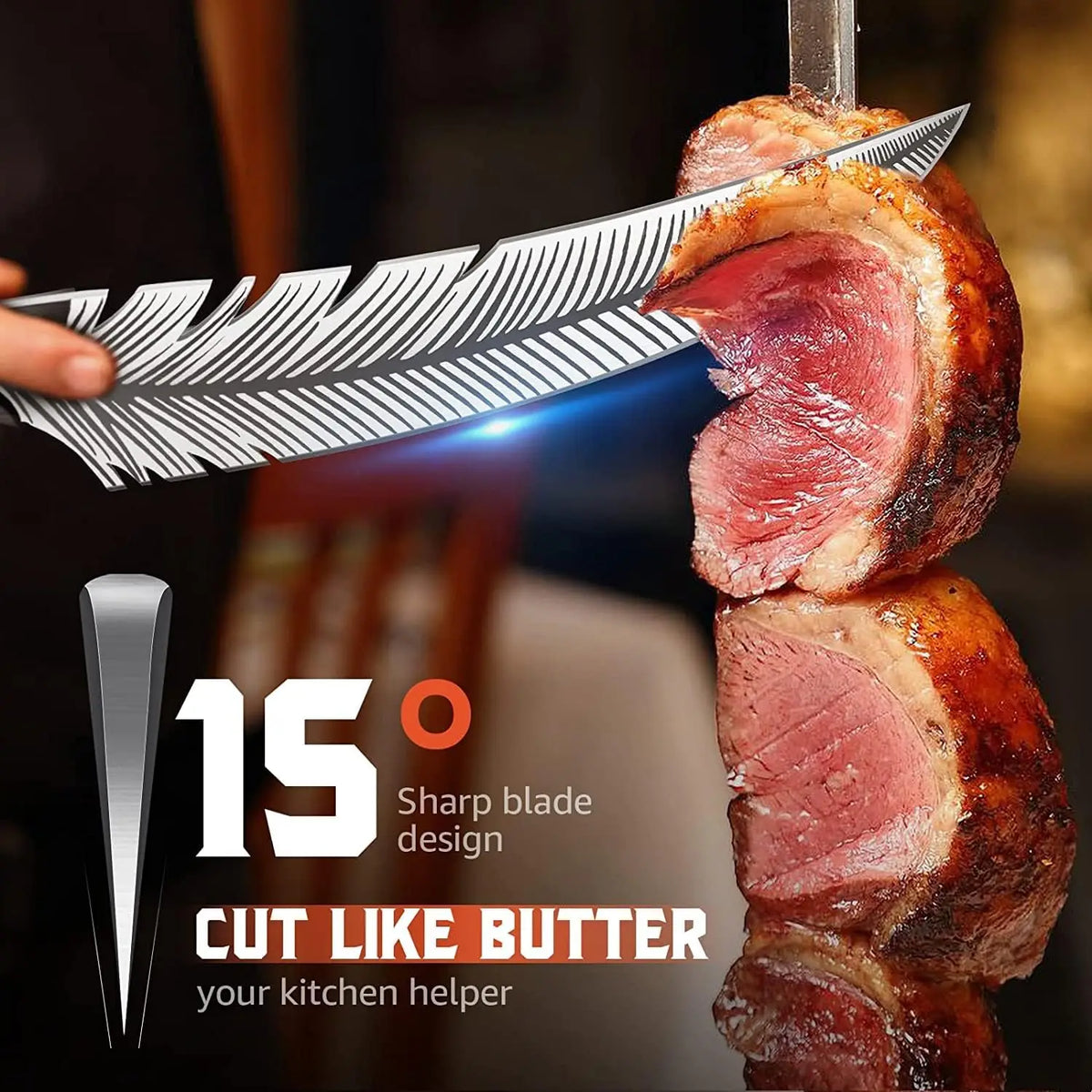 Feather Knife Hand Forged Viking Butcher Knife Boning for Meat Cutting ...
